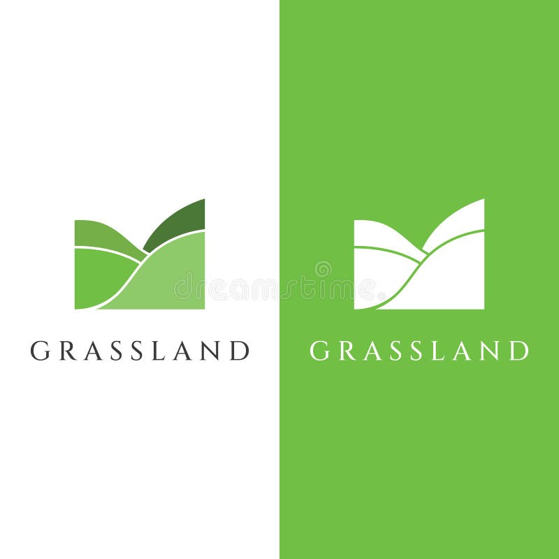 Natural Green Grass, Meadow, and Mowed Grass Element Logo in Spring ...