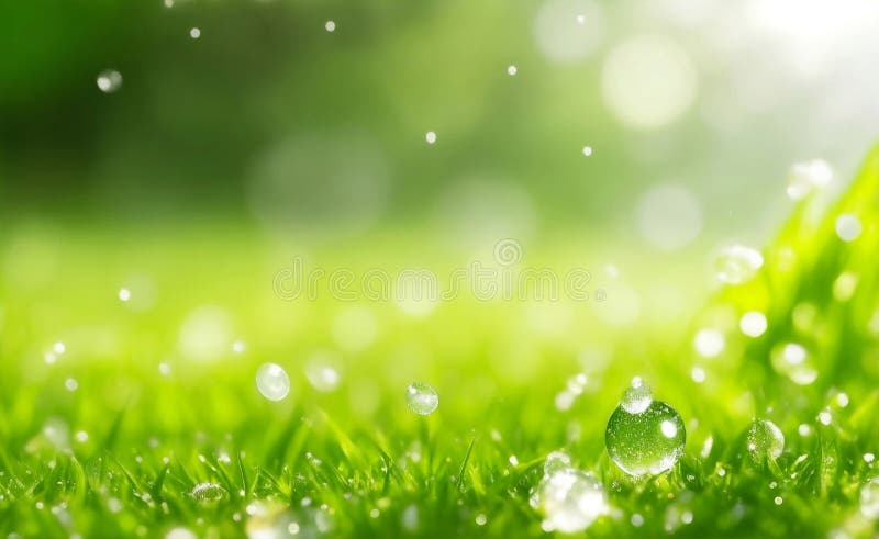 A Natural Green Grass with Water Drops Background Stock Illustration ...