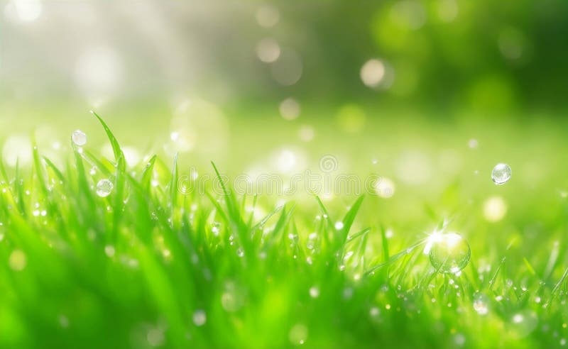 A Natural Green Grass with Water Drops Background Stock Illustration ...