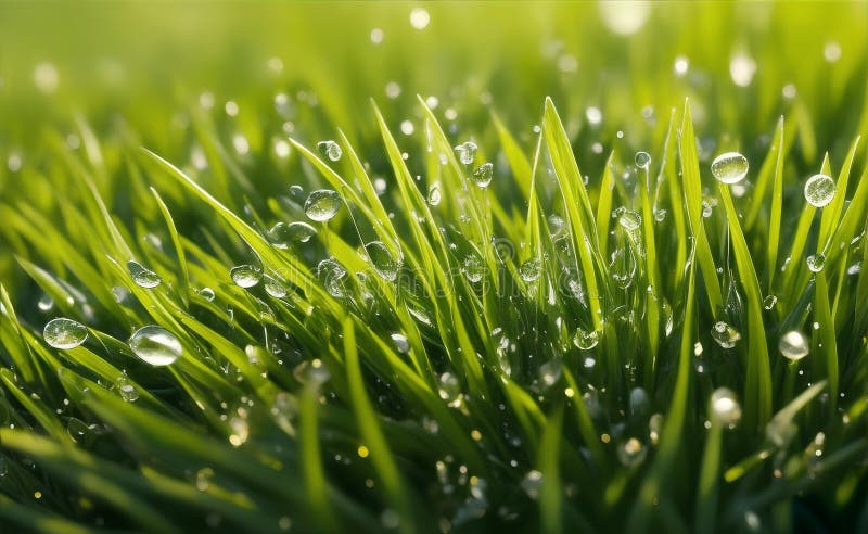 A Natural Green Grass with Water Drops Background Stock Illustration ...