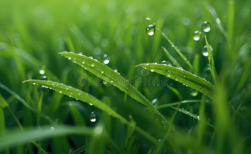 A Natural Green Grass with Water Drops Background Stock Illustration ...