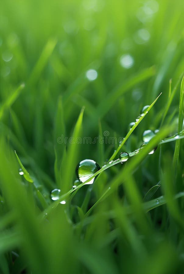 A Natural Green Grass with Water Drops Background Stock Illustration ...