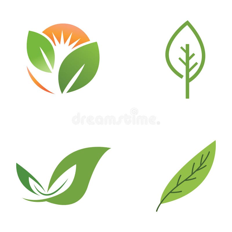 Natural Green Leaf Logo Icon Template Stock Vector - Illustration of ...