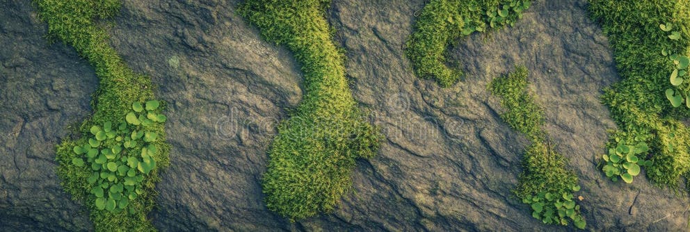 Natural Green Moss Pattern on Rocky Surface Captured in Close-up View ...