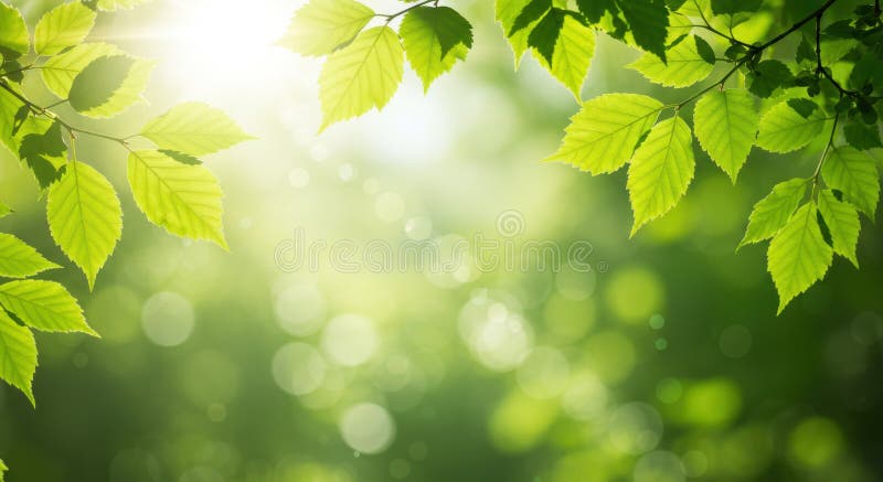 Natural Green Scene with Leaves and Gentle, Circular Light Spots Stock ...