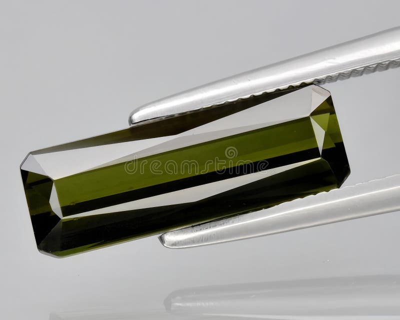 Natural Green Tourmaline Gem on the Background Stock Image - Image of ...