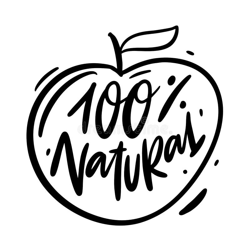 Green Apple Hand Drawn Vector Illustration and Lettering. Isolated on ...