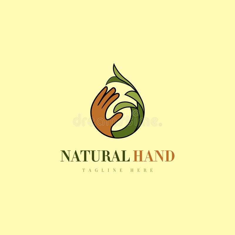 Natural Hand Logo Vector Design Hand Logo Leaf Logo Stock Illustration ...