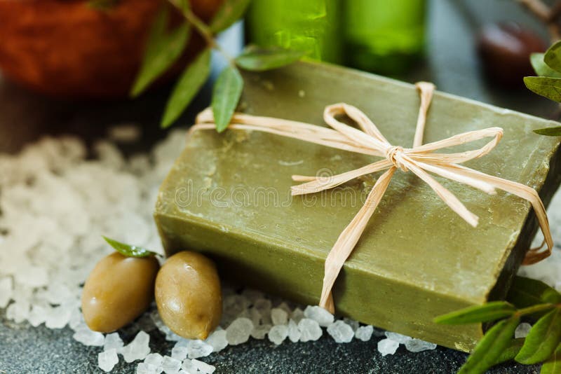 Natural Handmade Olive Soap, Selective Focus Stock Image - Image of ...