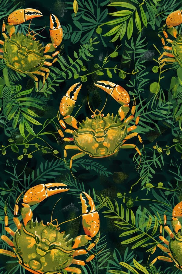 Natural Harmony Crab Pattern Seamlessly Integrated in the Lush ...