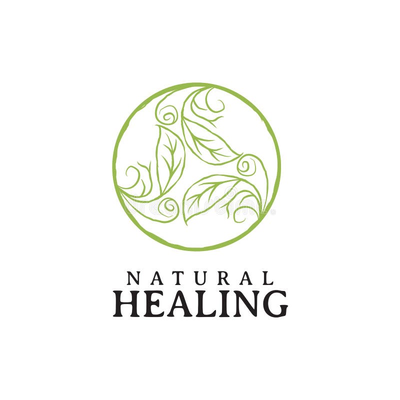Natural Healing Clinic with Using Circle Leaf Design Template Stock ...