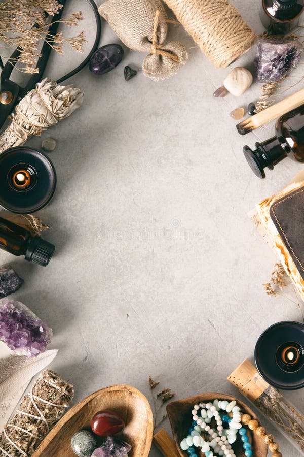 Natural Healing Objects Arranged on Neutral Background Stock Photo ...