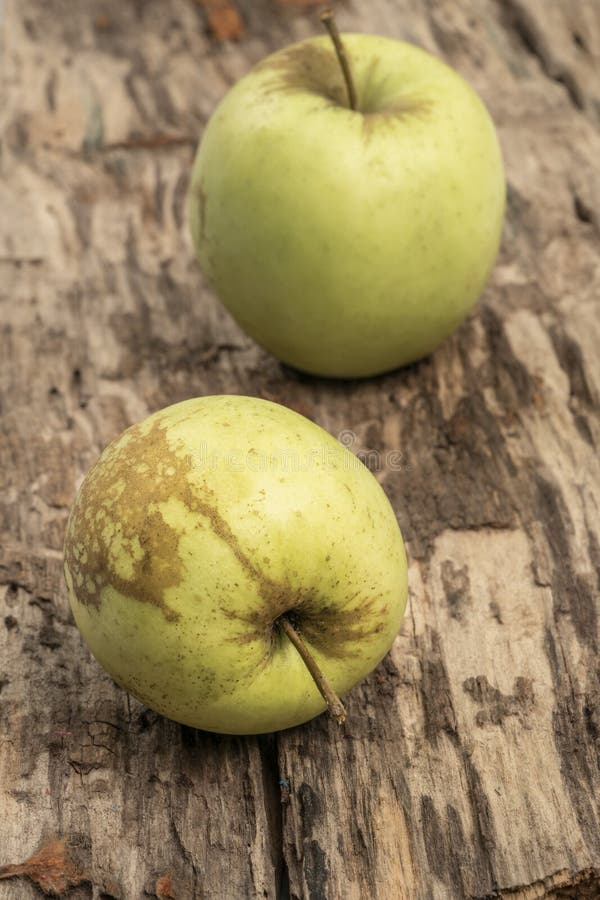 Natural and Healthy Green Apples on Wooden Table Stock Photo - Image of ...