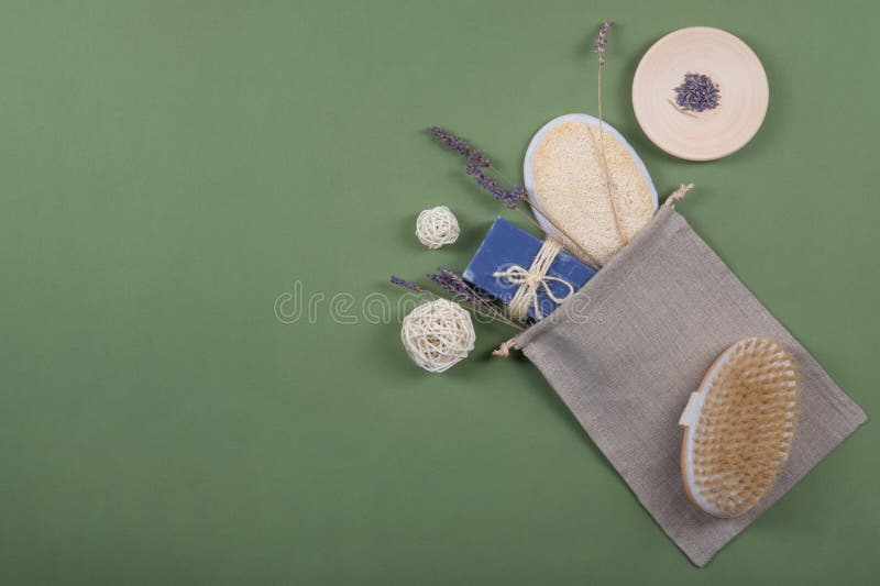 Natural Bathroom Objects with Lavender. Stock Image - Image of clean ...