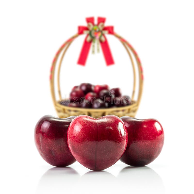 Natural Heart Shape from Cherry Fruit Stock Image - Image of concept ...