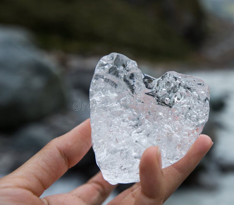 Natural Heart Shape Ice in a Hand Stock Photo - Image of romantic ...