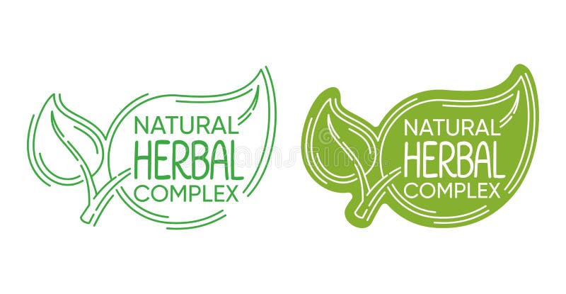 Natural Herbal Complex Label in Leaf Shape Stock Vector - Illustration ...