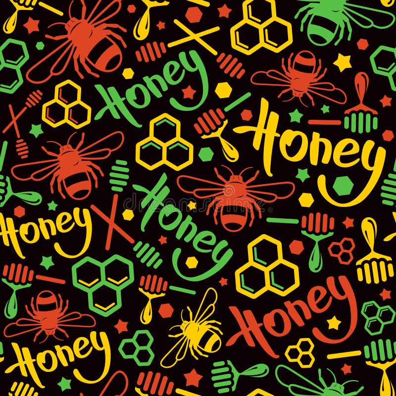 Natural Honey Seamless Pattern Stock Vector - Illustration of graphic ...