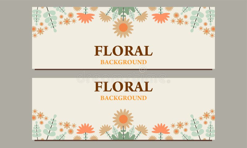 Natural Horizontal Banner Template with Floral and Flower Ornament ...