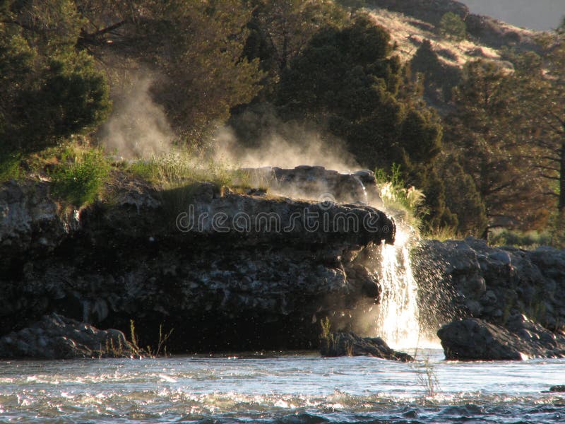 Natural Hot Springs Above a River on the Bank Stock Image - Image of ...