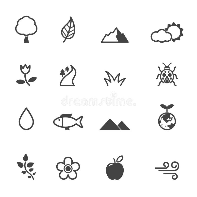 Natural icons stock vector. Illustration of apple, floral - 54019490