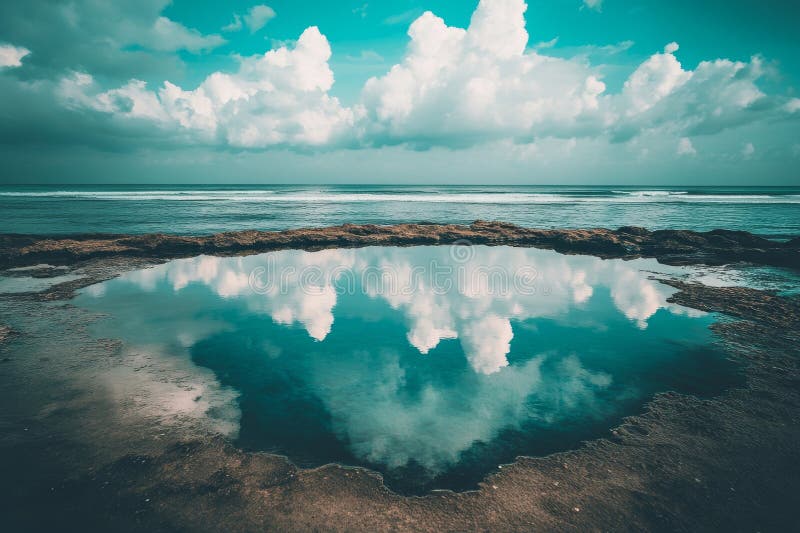 A Natural Infinity Mirror is Formed by a Rock Pool Reflecting the Sky ...