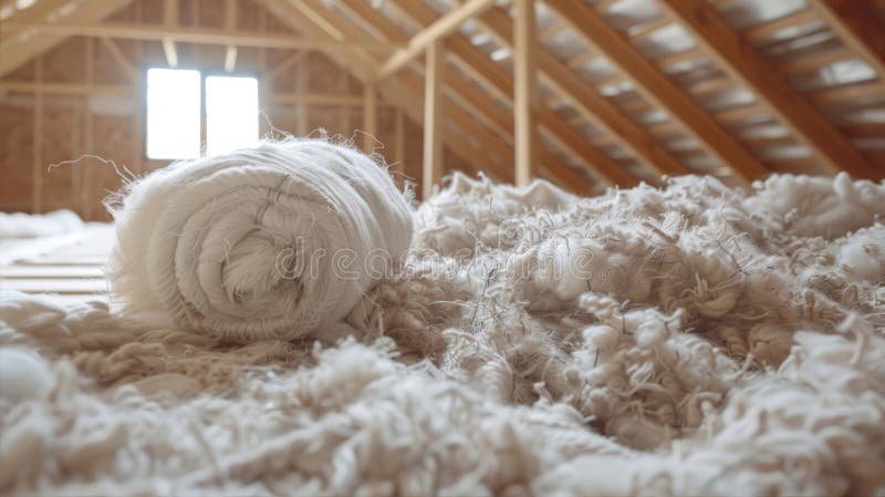 Natural Insulation Materials Installation Process Stock Photo - Image ...