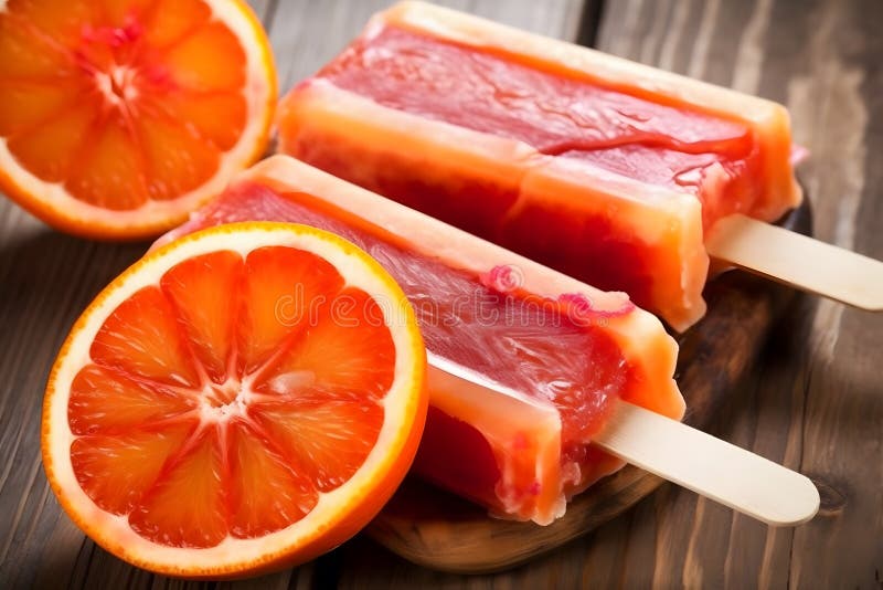 Natural Juicy Orange Popsicles. Refreshing Ice Pops Stock Image - Image ...