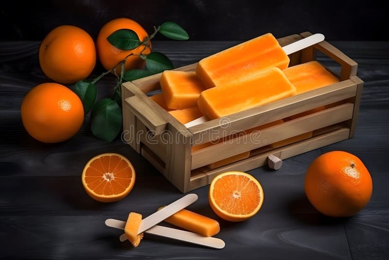 Natural Juicy Orange Popsicles. Refreshing Ice Pops Stock Photo - Image ...