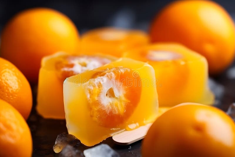 Natural Juicy Orange Popsicles. Refreshing Ice Pops Stock Image - Image ...