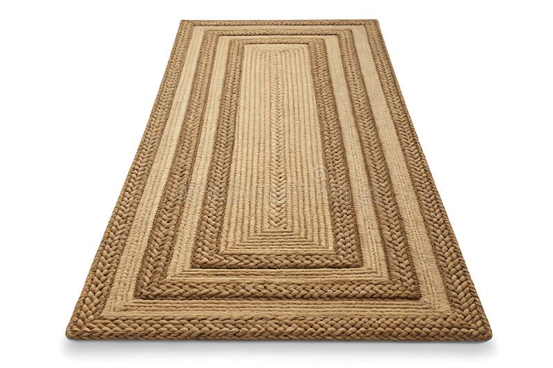 Natural Jute Braided Runner Rug with Concentric Rectangular Border ...
