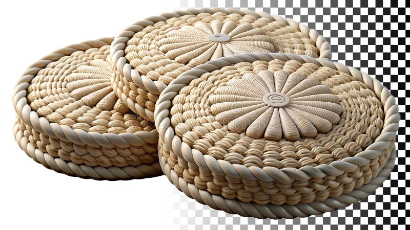 Natural Knitted Round Coasters Set for Rustic Table Setting and Decor ...