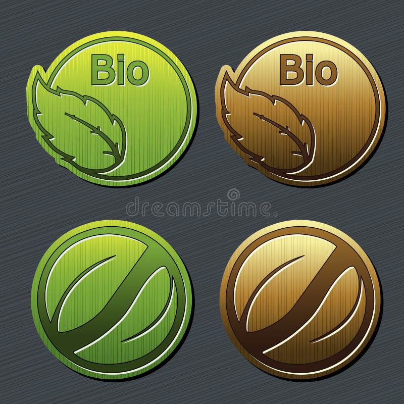 Natural Labels with Leaf - Bio Stickers Stock Vector - Illustration of ...
