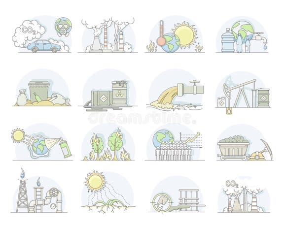 Natural Land Resources Line Icon and Object Vector Set Stock Vector ...