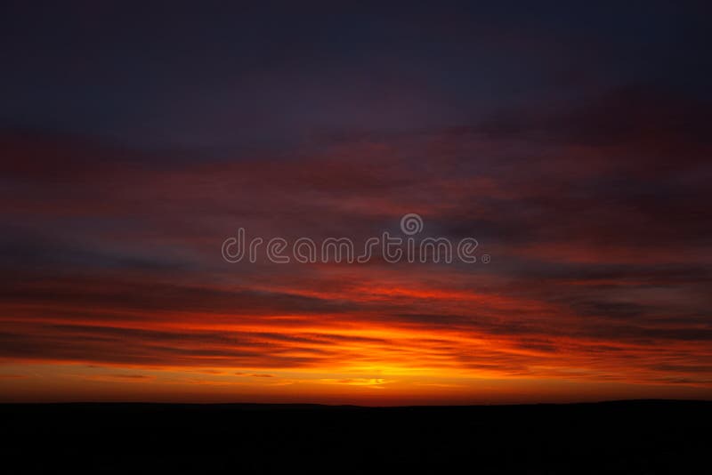 Natural Landscape of Beautiful Colourful Dark Sunset Stock Image ...