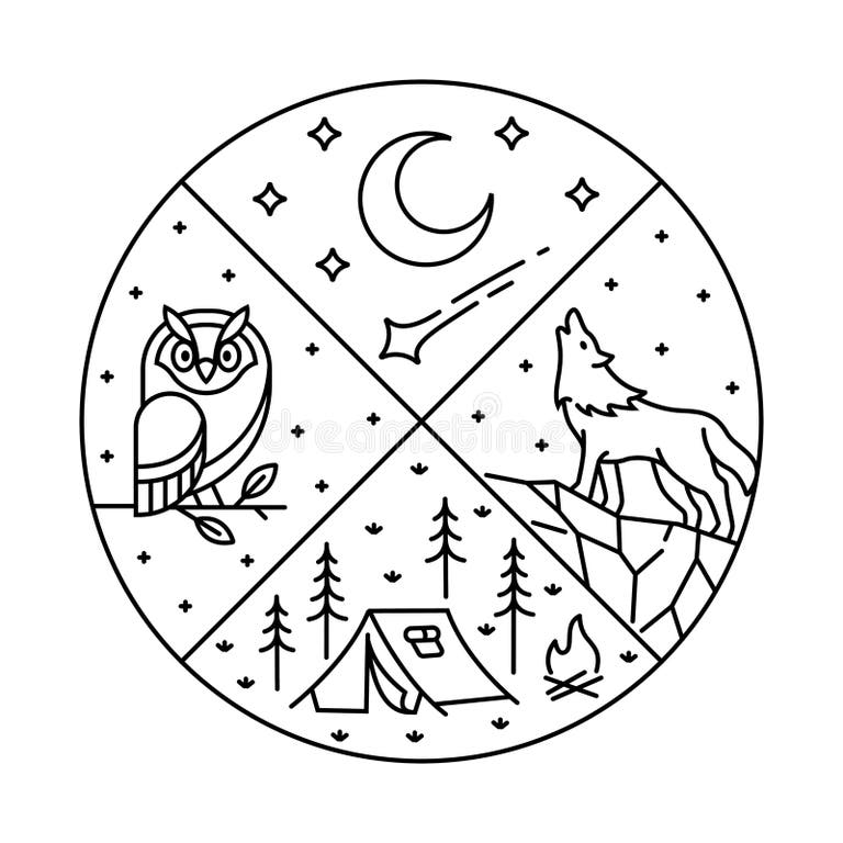 Natural Landscape in Circle Frame Illustration Vector Stock Vector ...