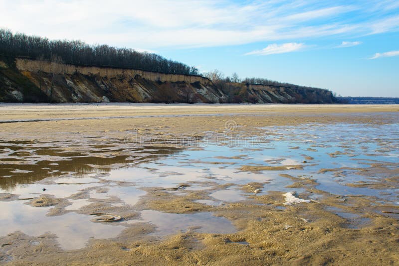 Natural Landscape, Cliff and Sandy Bank of the River Stock Photo ...