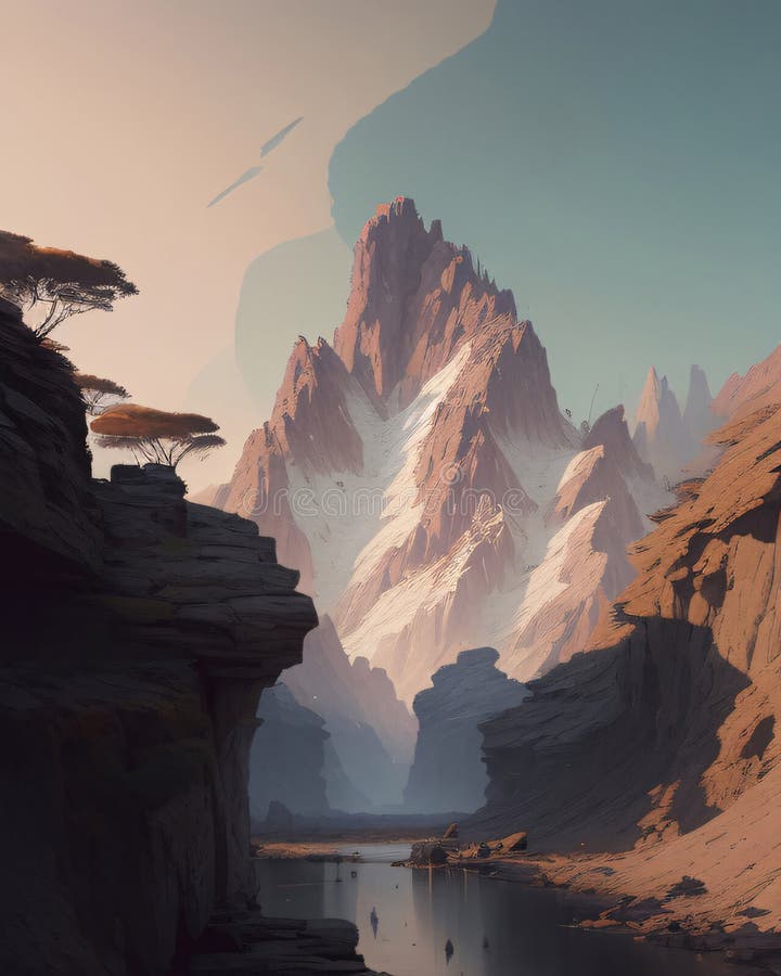 A Natural Landscape with Cliffs, Mountains and Rivers that Looks Beyond ...