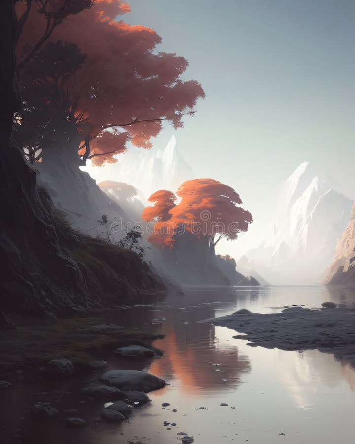 A Natural Landscape with Cliffs, Mountains and Rivers that Looks Beyond ...