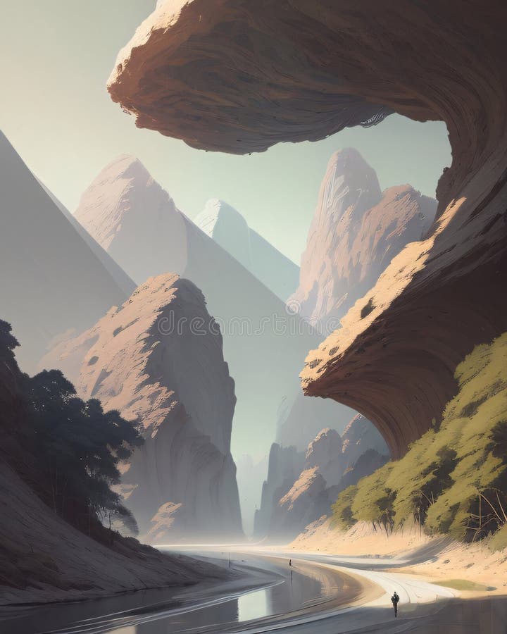 A Natural Landscape with Cliffs, Mountains and Road that Looks Beyond ...