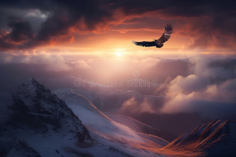 Natural Landscape of an Eagle Flying High, AI Generated Stock ...