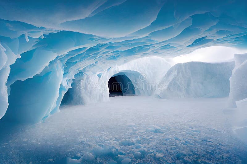 Natural Landscape Ice Cave with Snow and Ice Inside. Stock Illustration ...