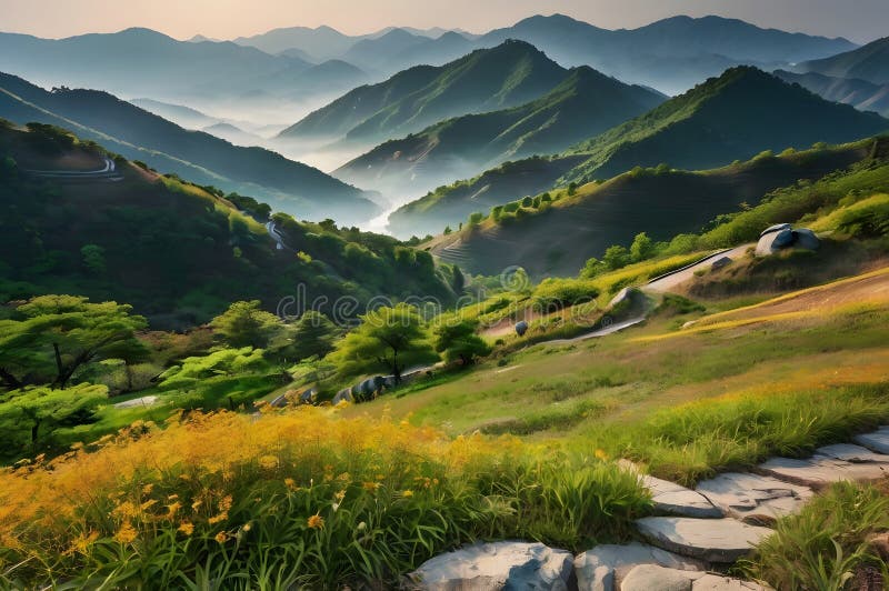 Natural Landscape of Korea Background Generative Using Ai Stock ...