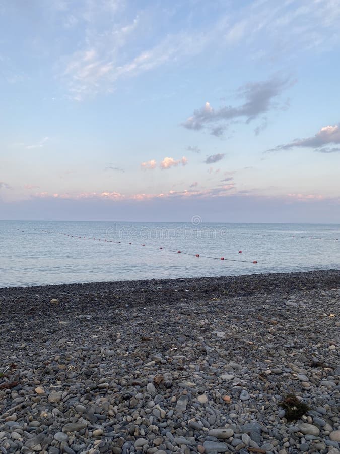 Natural Landscape of the Sea Coast, Pebble Beach. Stock Image - Image ...