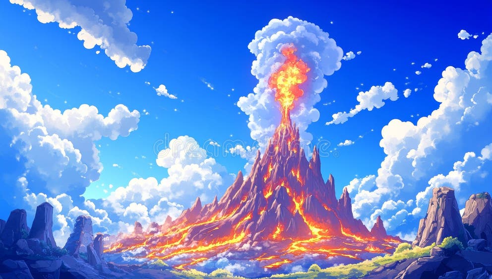 The Natural Landscape is the Setting for a Dramatic Erupting Volcano ...