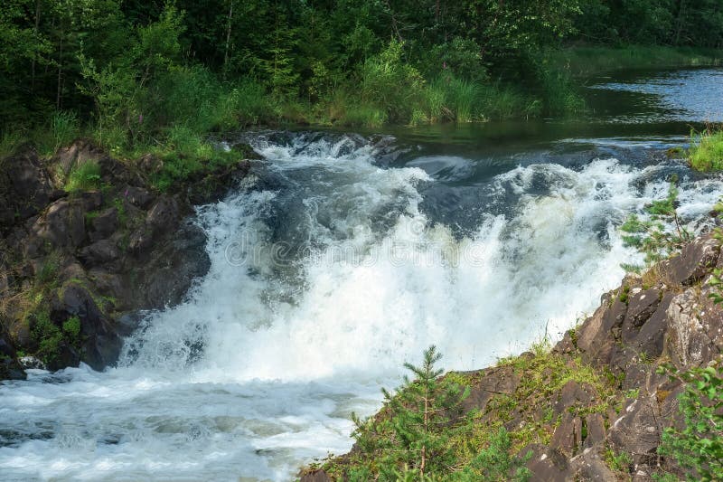 Natural Landscape with a Small Waterfall with Clear Water Stock Photo ...