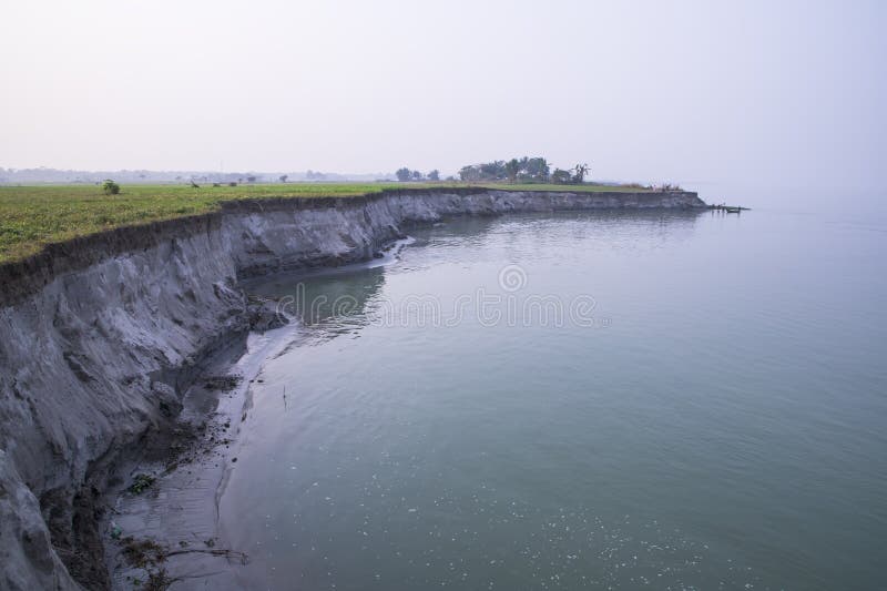 Landscape View of the Bank of the Padma River with the Blue Water Stock ...