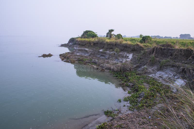 Landscape View of the Bank of the Padma River with the Blue Water Stock ...