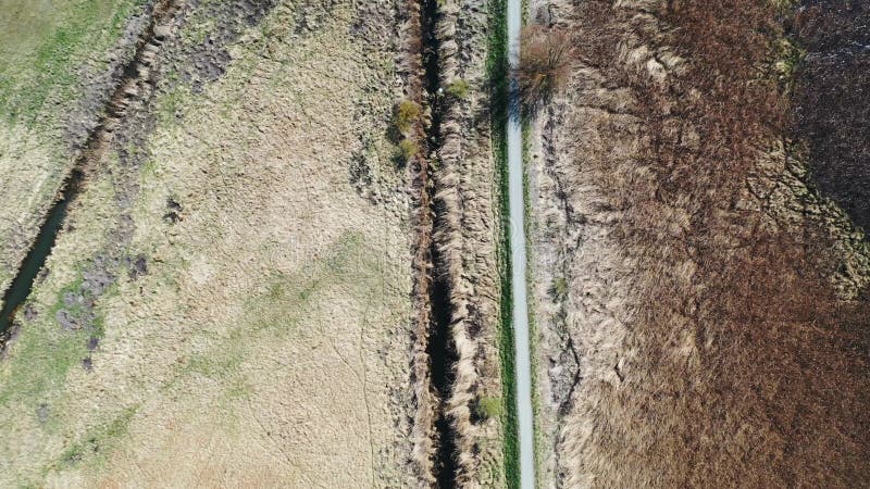 Natural Landscape, View of the Path between Fields from a Drone in 4K ...