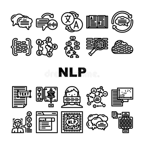 Natural Language Processing Nlp Icons Set Vector Stock Vector